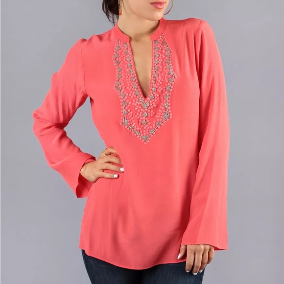 Hale Bob | Tops | Hale Bob Beaded Tunic Melon Coral | Poshmark